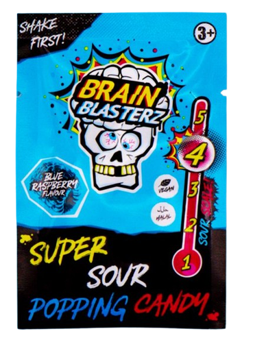Кислі цукерки Brain Blasterz Super Sour Popping Candy Blue Raspberry ...