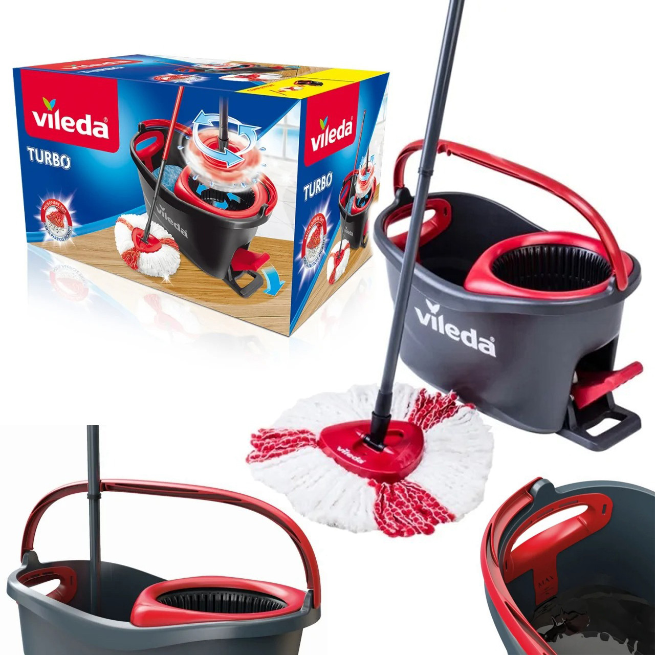 Турбо-роторная швабра Vileda EasyWring Clean Turbo с ведром и отжимом ...