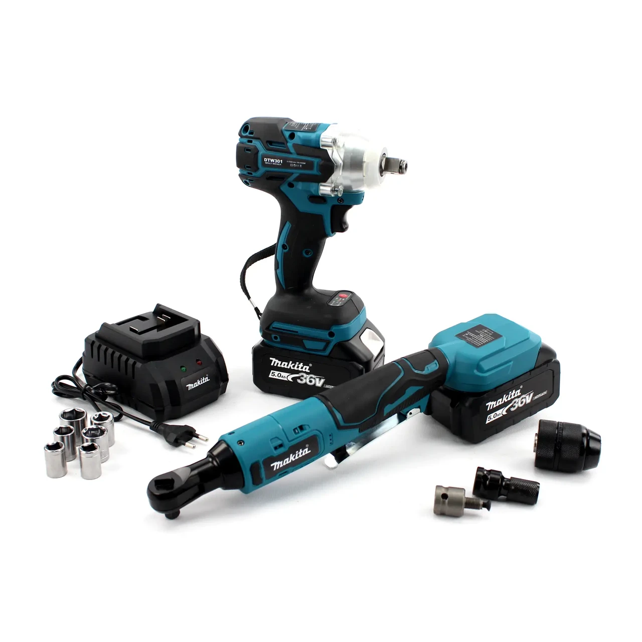 АКБ набір інструментів 2 в 1 Makita + 2 АКБ 36 V (Гайковерт DTW301 ...