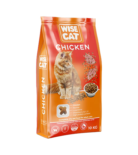 Wise Cat Chicken сухий корм для котів Курка 10 кг (ID#2489630240), цена ...