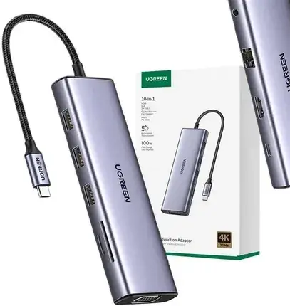 Док станція Ugreen Adapter USB 10w1 CM498 Hub do 3x USB-A 3.0, HDMI ...