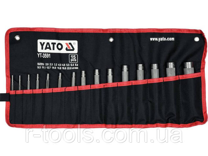 Набір пробійників для шкіри 2-22 мм 15 шт Yato YT-3591, ціна: 923.40 ...