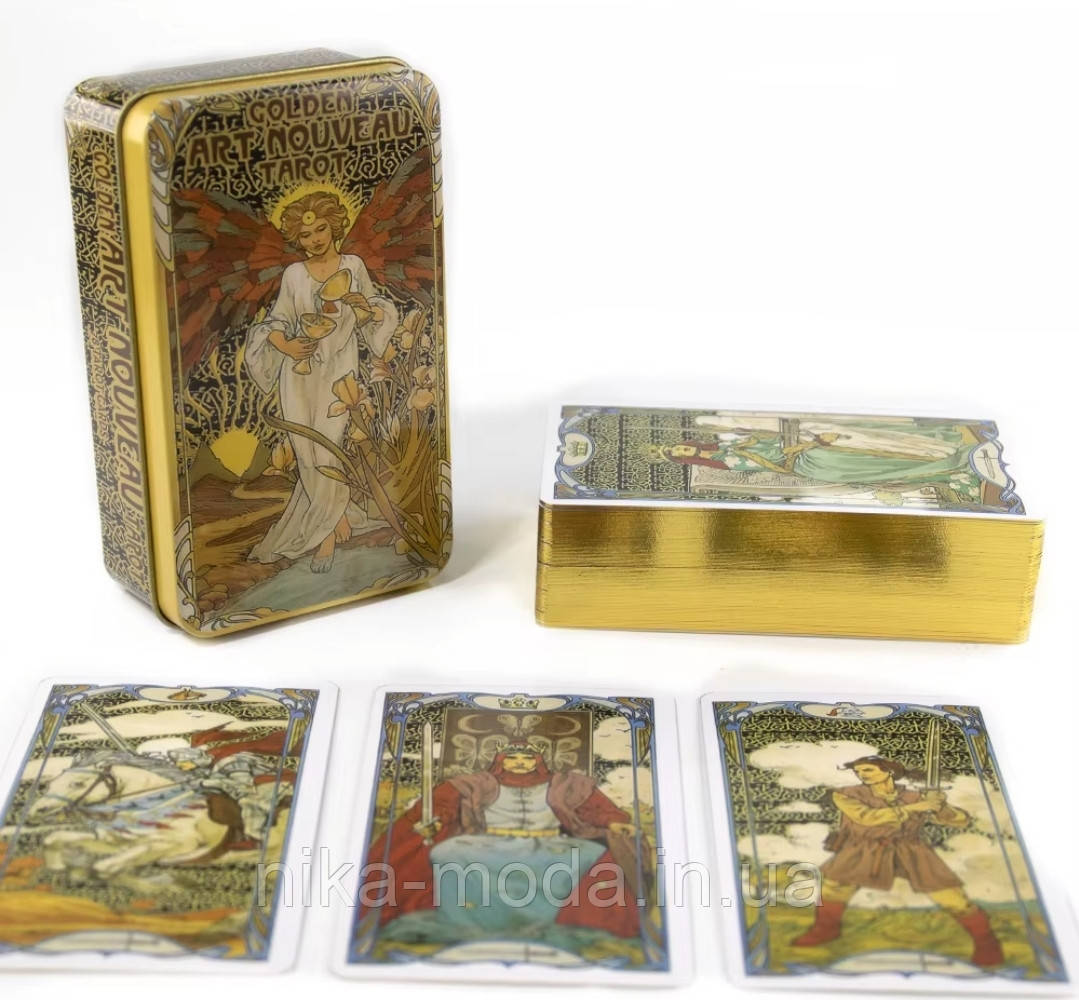 Карти таро Golden Art Nouveau Tarot у бляшаній коробці. Карти Золоте ...