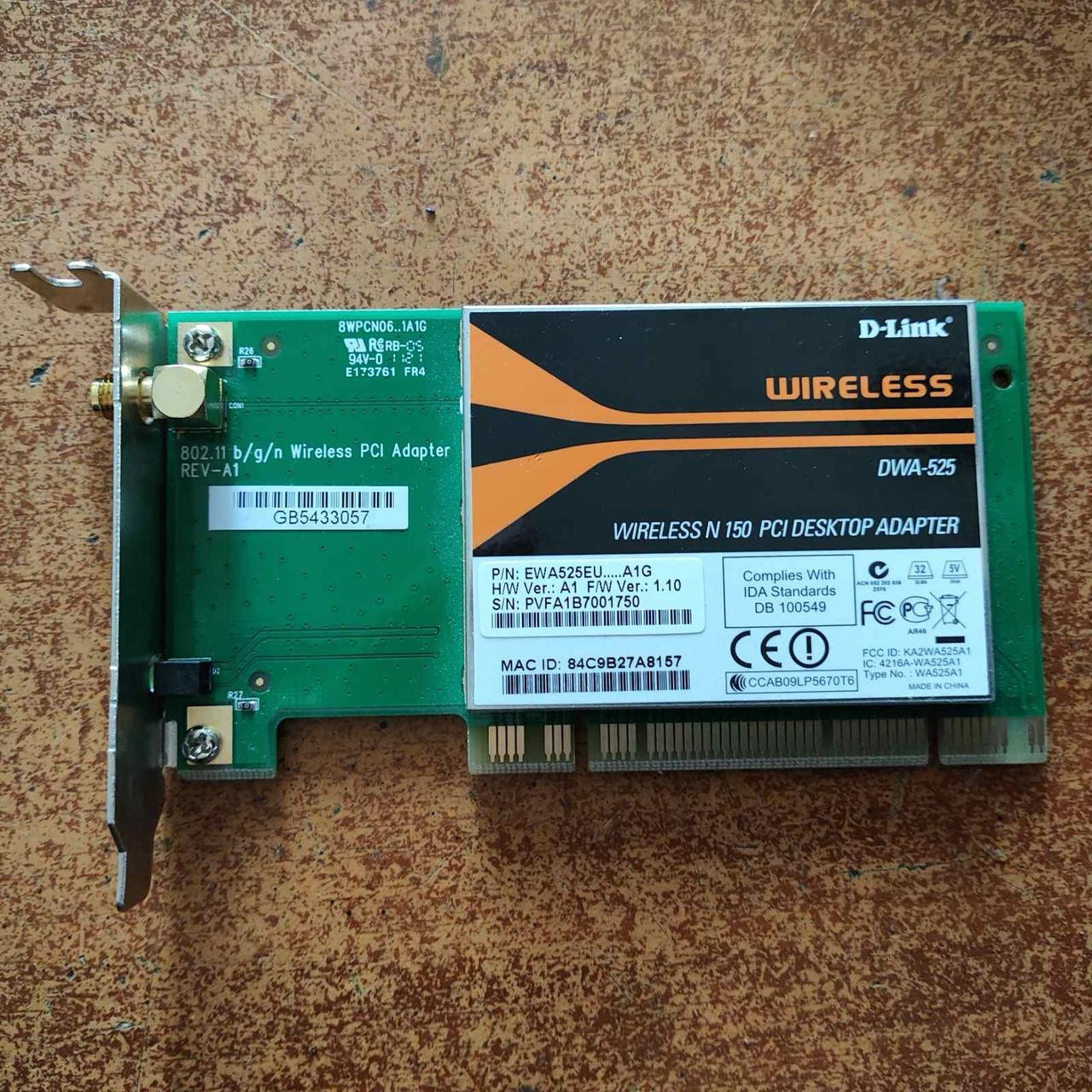 Сетевая карта Wireless N150 PCI Desktop Adapter Wi-Fi 150 Мбит/с 802.11b/g/n PCI-E D-link DWA ...