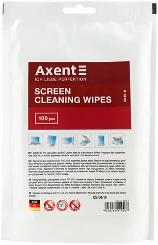 Очисні серветки Axent для екранів і моніторів вологі змінні 100 штук (5312-A) (ID#2494883753 ...