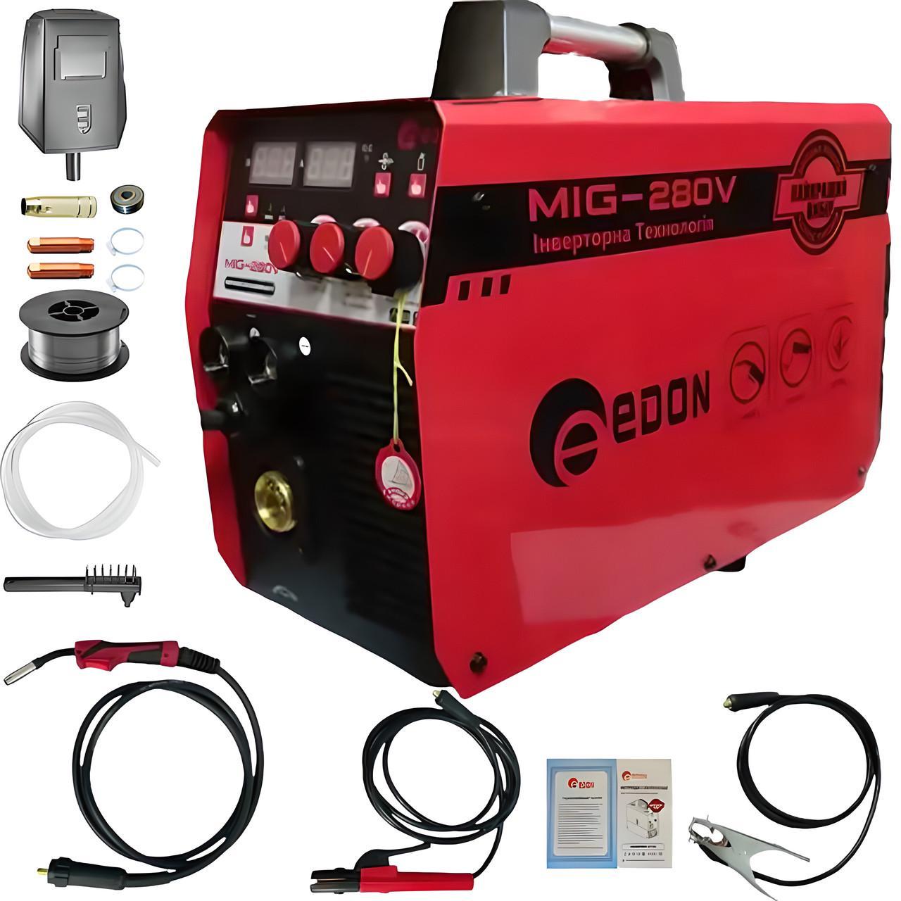 Зварювальний напівавтомат інвертор Edon-MIG 280 V MIG MMA сила струму 280 А потужність 5.9 кВт ...