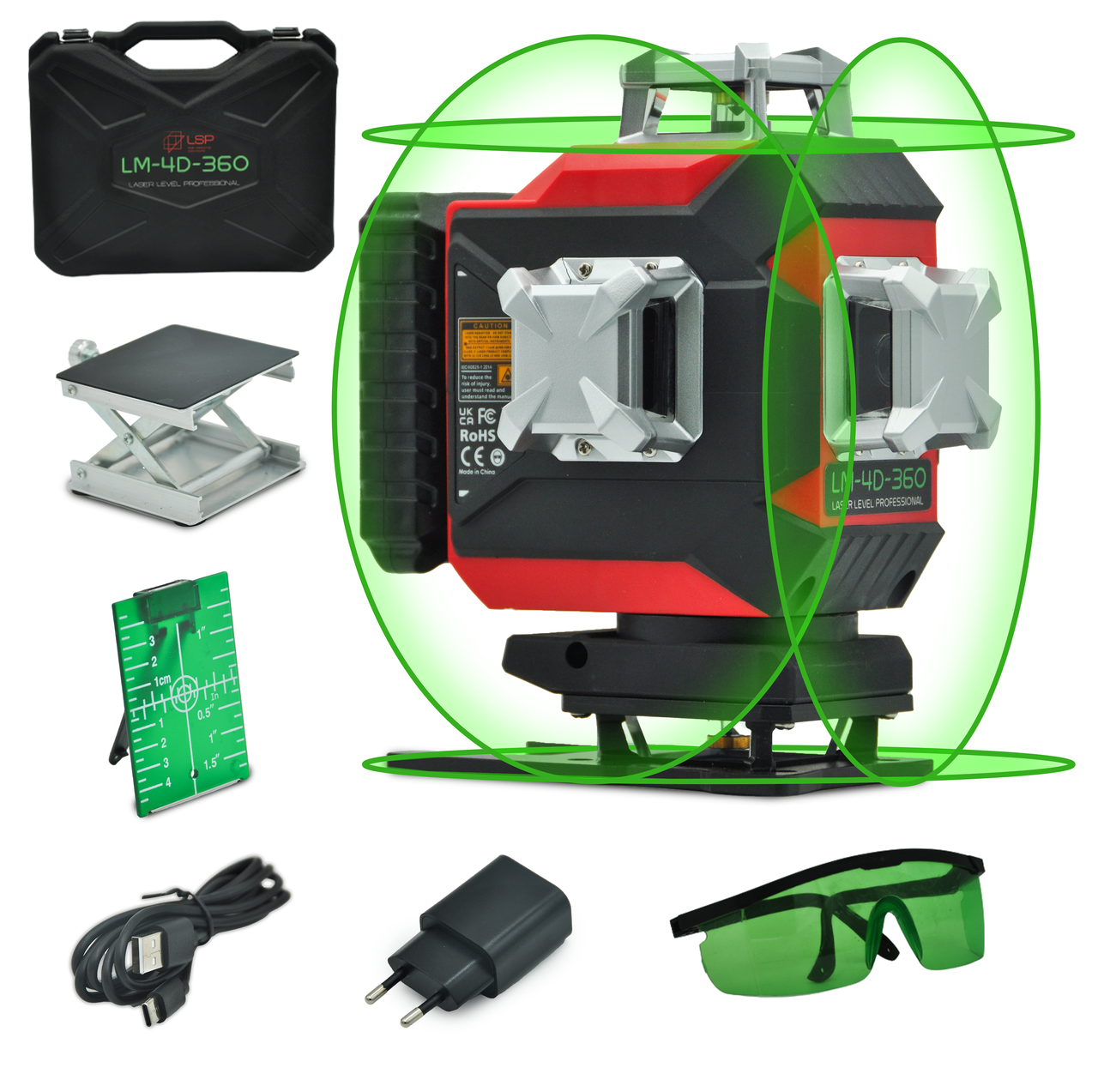 Лазерний рівень нівелір LSP LM 4D 360 Pro 16 ліній діод OSRAM (зелений ...