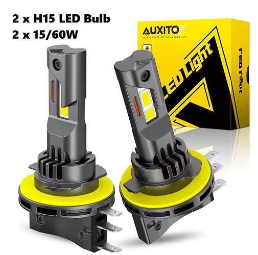 Лампы H15 LED AUXITO 6500K 30000LM светодиодные, комплект 15/60W ...