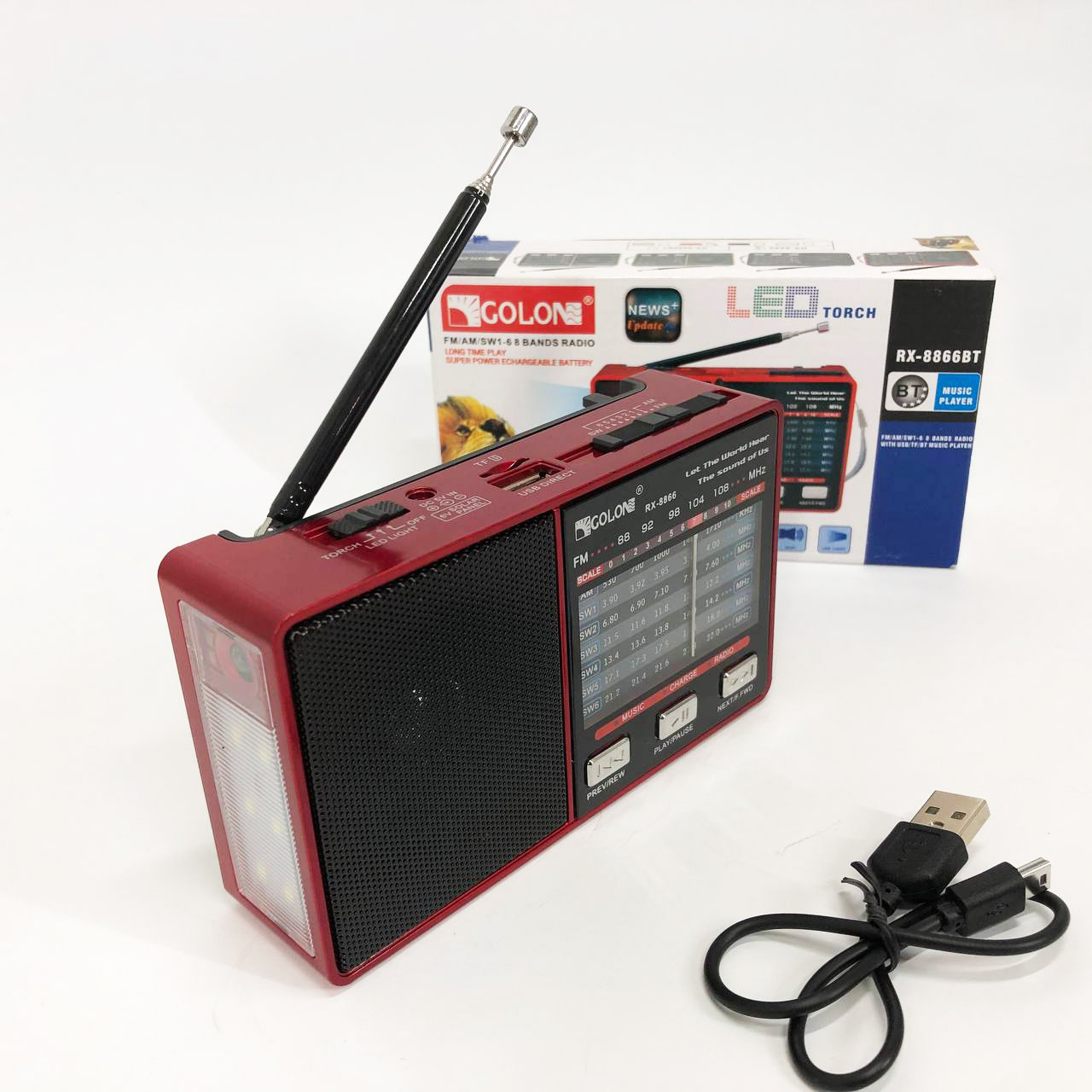 Портативне fm радіо з usb GOLON RX-8866, Ам приймач, Радіо фм прямий ...