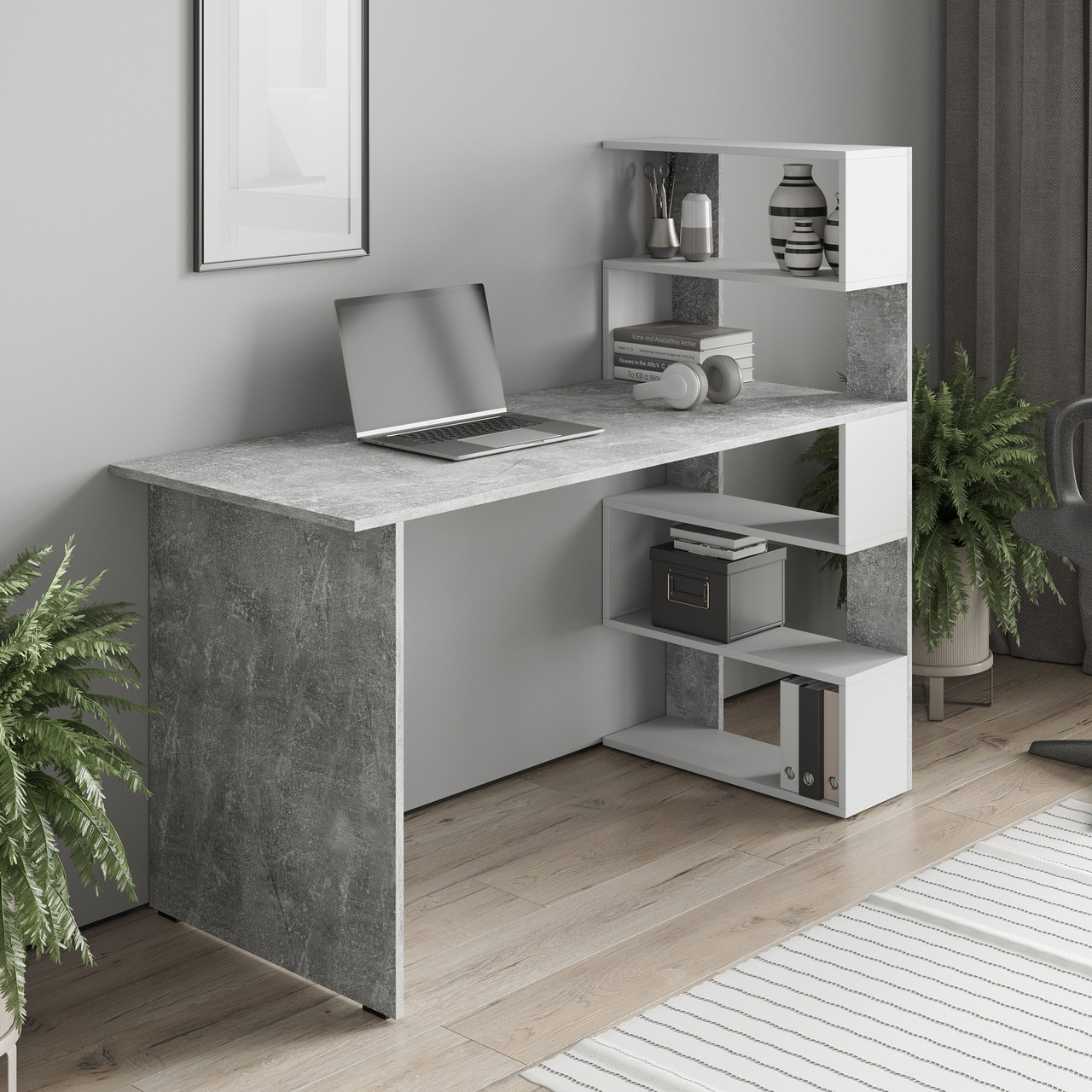 Комп'ютерний стіл СТК-05 з полками Ш 1416 / в 1226 / Г 600 мм у кольорі ...