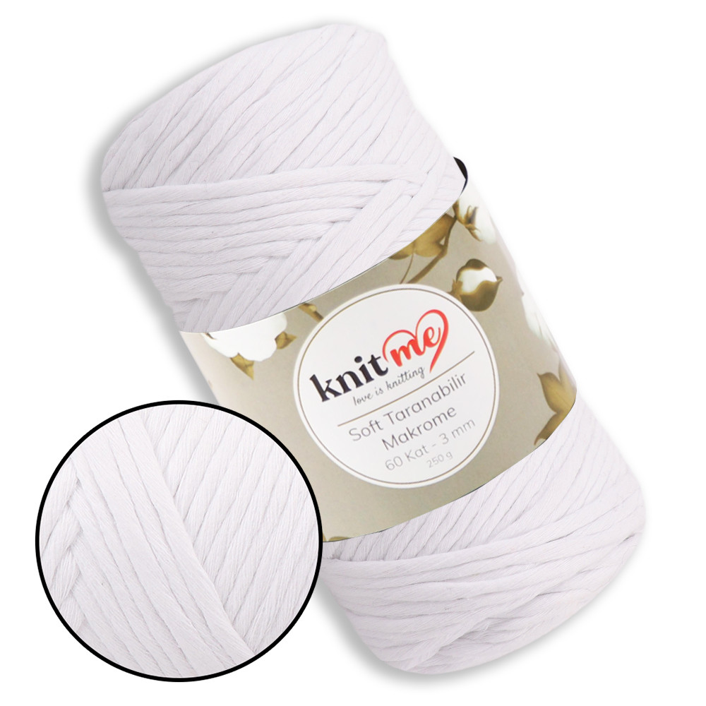 Шнур хлопковый макраме 3мм, Knit Me Soft Taranabilir Makrome, Белый №306 - купить интернет ...
