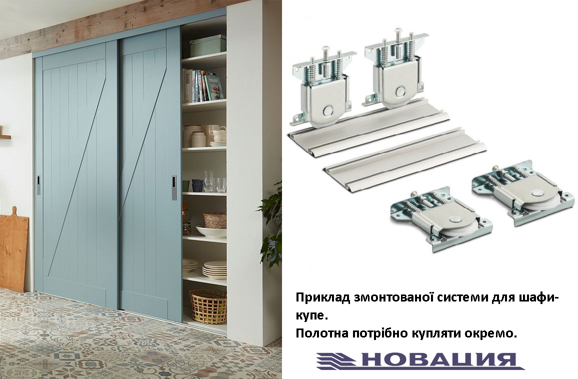 Раздвижная система для шкаф-купе Новатор 890 для 2х дверей,рельса 3м ...