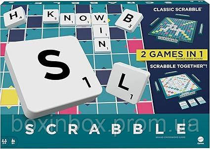 Настільна гра Mattel Games Scrabble, сімейна гра в слова з двома ...