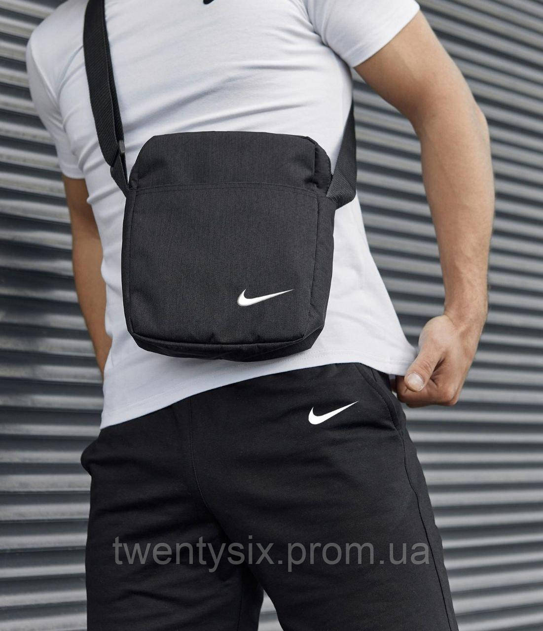 Барсетка Nike черная мужская Сумка найк мессенджер Сумка через плечо ...