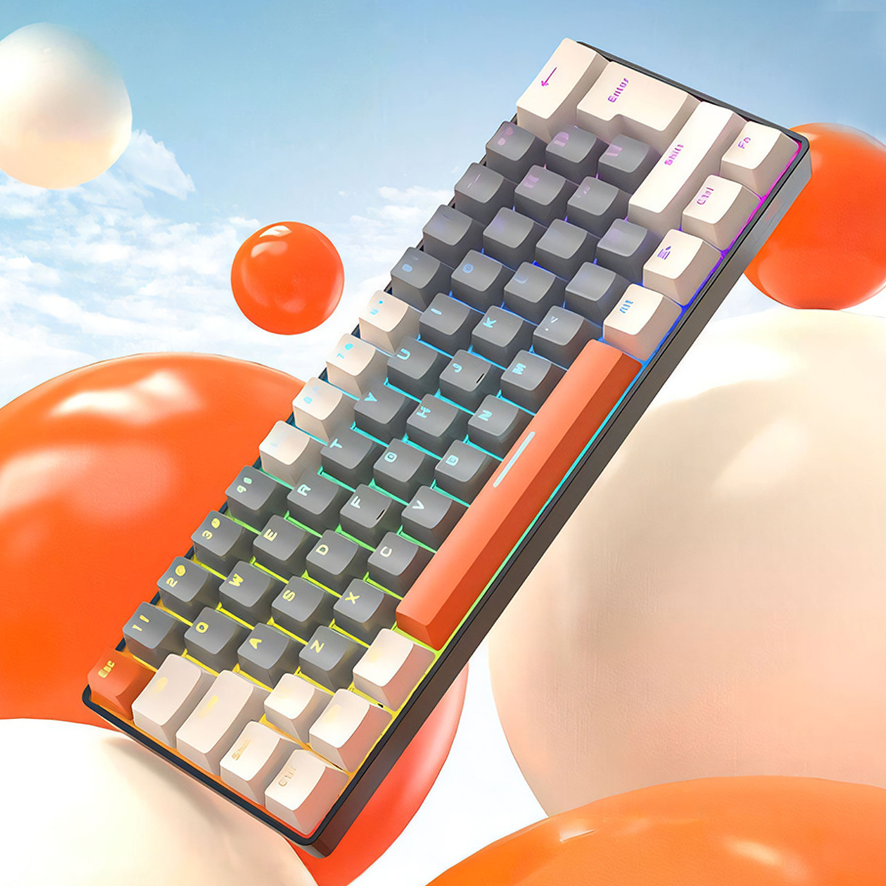 Игровая механическая клавиатура с RGB подсветкой на красных свитчах TKL ...