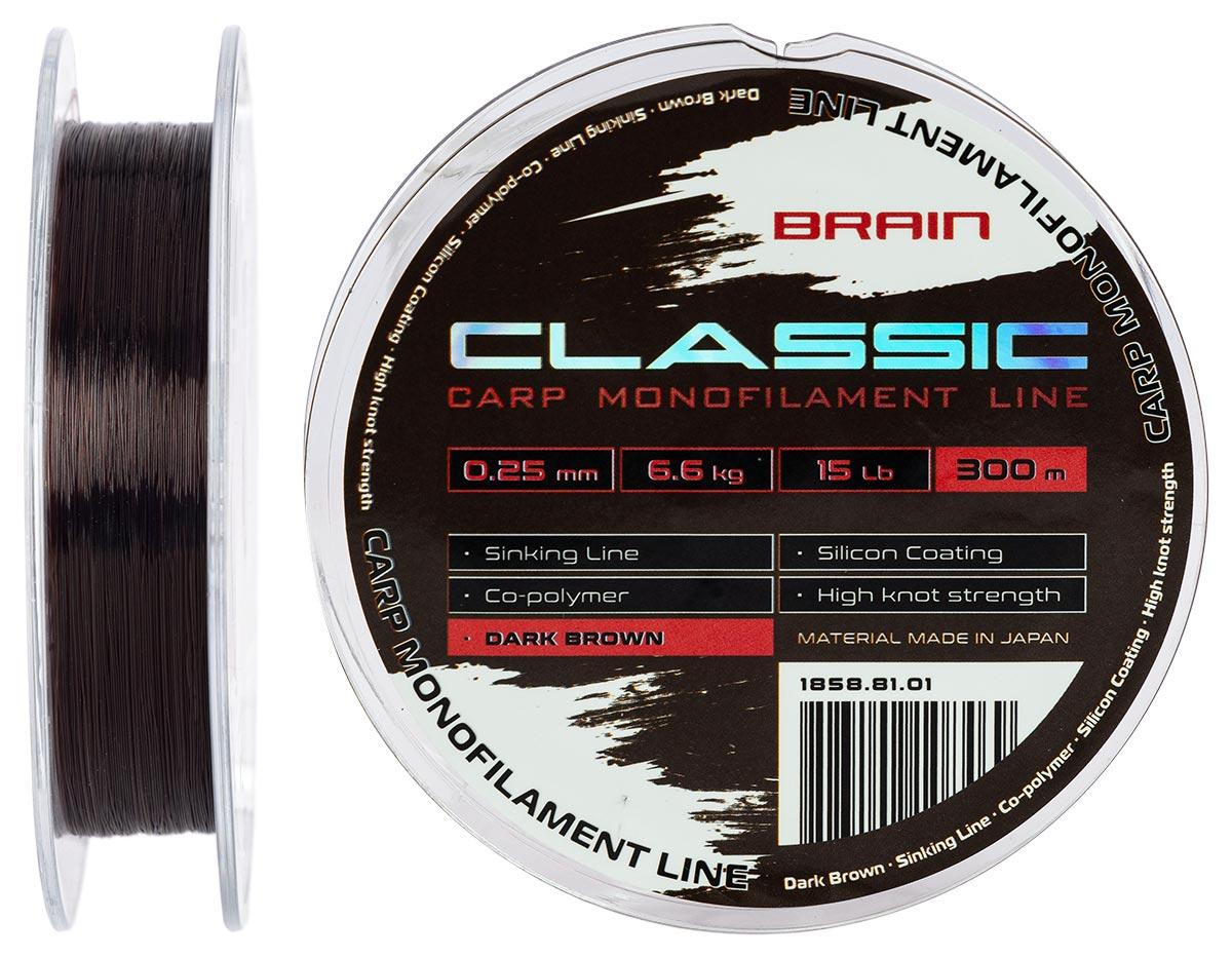 Волосінь Brain Classic Carp Line (dark brown) 300m 0.25mm 15lb 6.6kg ...