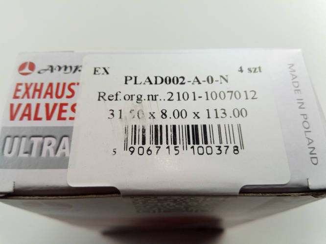 Клапан ВАЗ 2101, AMP азотир. (PLAD002) випуск 4шт. (2101-1007012) (ID#2505012592), ціна: 846 ...