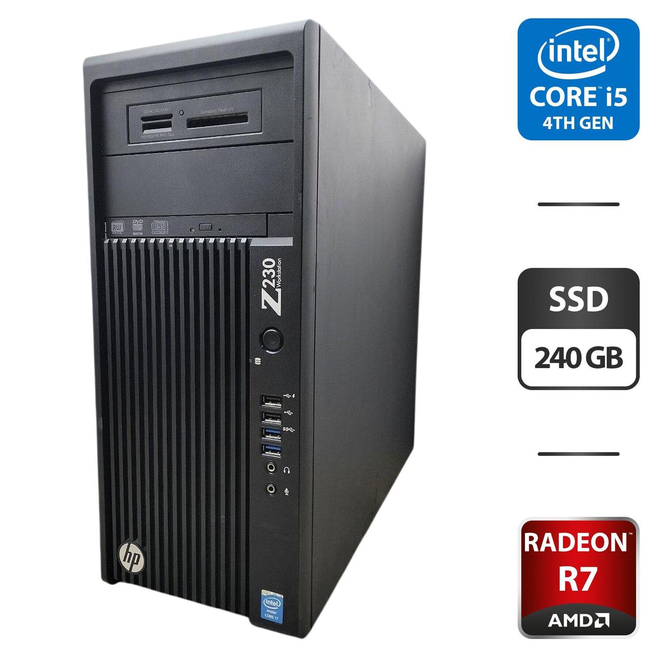 Сервер HP Z230 Core i5-4690K/ 16GB DDR3/ 240GB SSD/ Radeon R7 370 ...