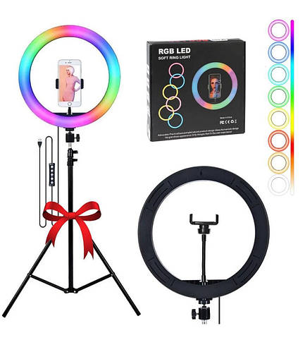 Кольцевая LED RGB лампа MJ45 45см с держателем для телефона от USB ...