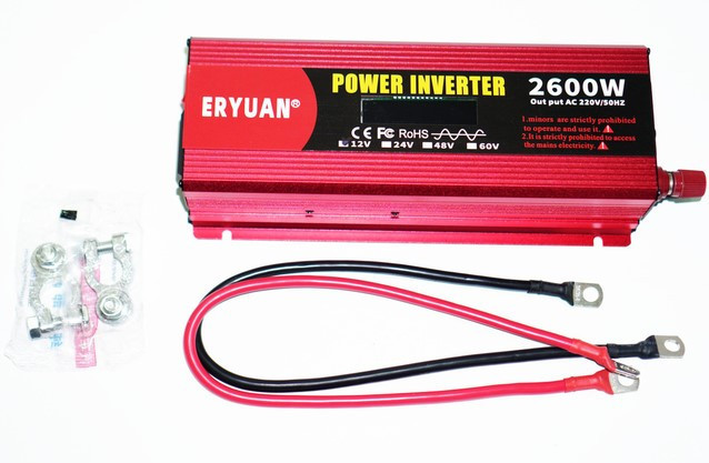 Преобразователь напряжения инвертор Eryuan 2600W LCD DC/AC 12V-220V с чистой синусоидой и ...