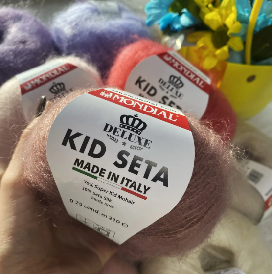 Пряжа Італія Mondial Kid Seta Мохер, шовк