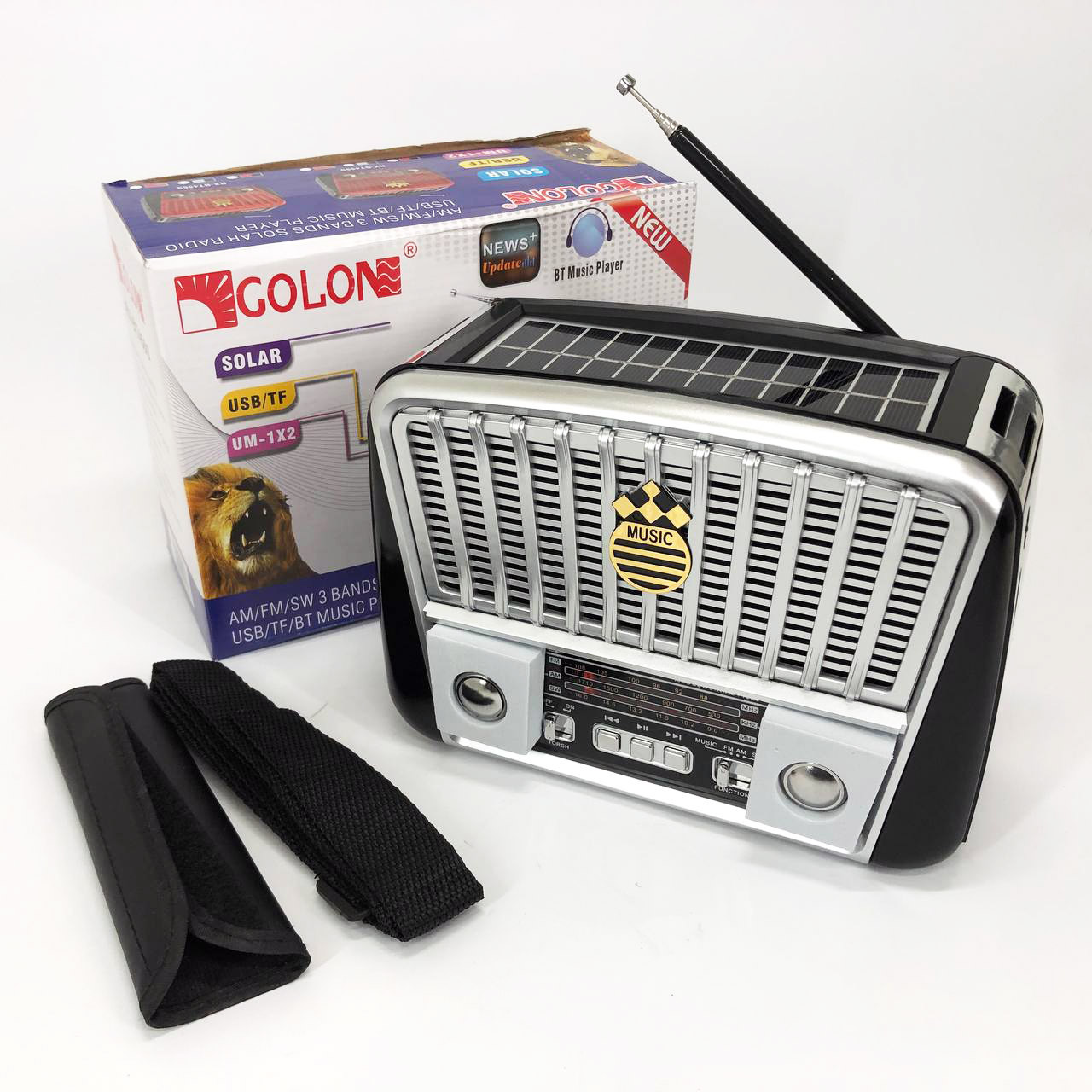 Купить Портативный Радиоприемник Golon RX-456 Solar, Черный, с ...