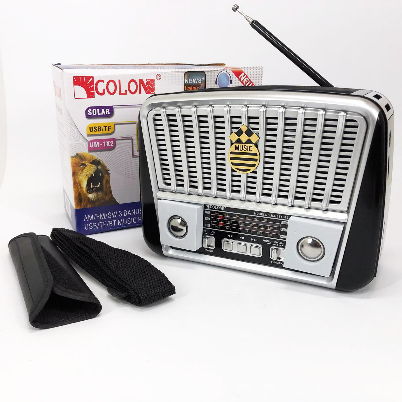 Купить Портативный Радиоприемник Golon RX-456 Solar, Черный, с ...