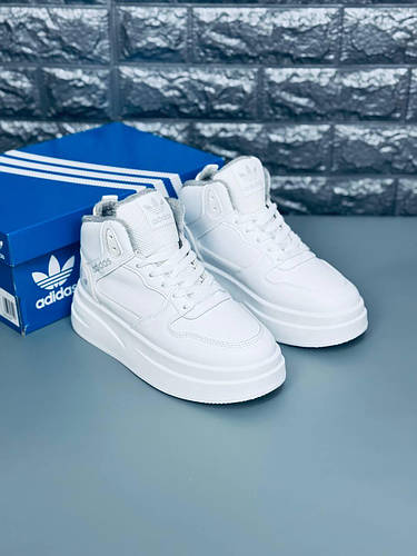 Женские кроссовки Adidas Белые кожаные зимние кроссовки Адидас Жіночі ...