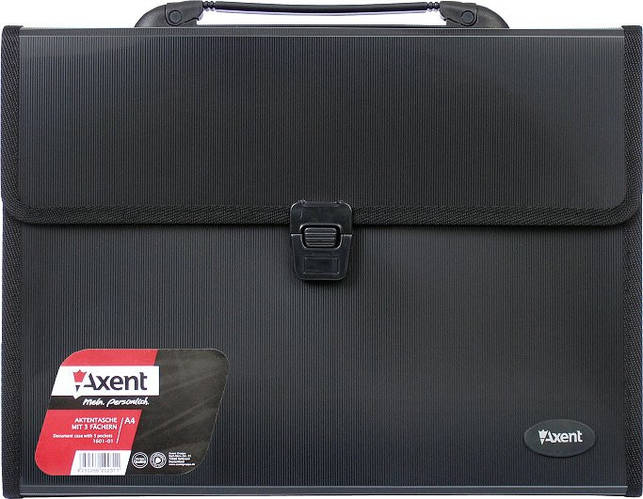 Купити Портфель Axent А4 3 відділення. Рельєфний пластик з тканинної окантовкою. чорний., ціна ...