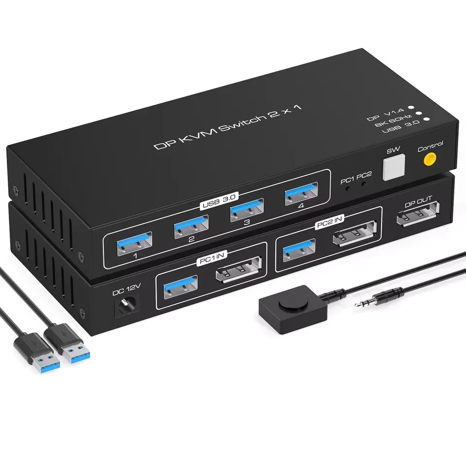 DP KVM переключатель DP KVM Switch 2x1 Переключатель для 2 ПК и 1 монитор, Коммутатор, цена ...