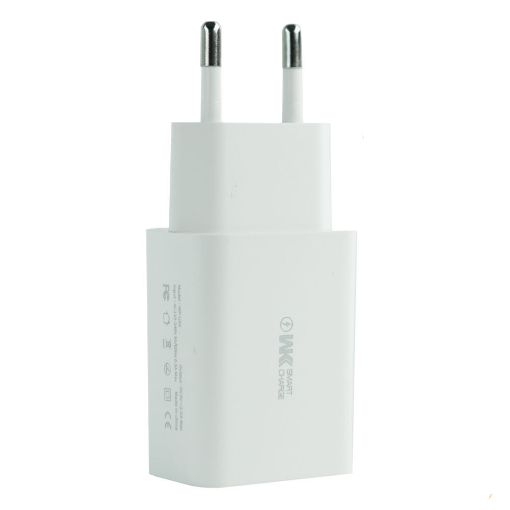Зарядное устройство WK Design WP-U56 2A + кабель USB Type-C белое (ID#2518129565), цена: 142.56 ...