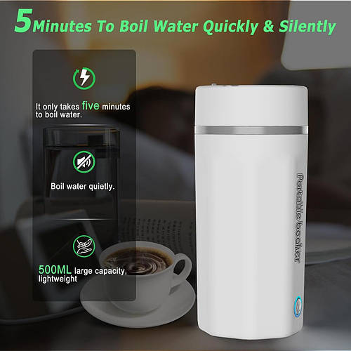 Портативний дорожній чайник, термос Emooncn 500ML, з нержавіючої сталі, автоматичне відключення ...