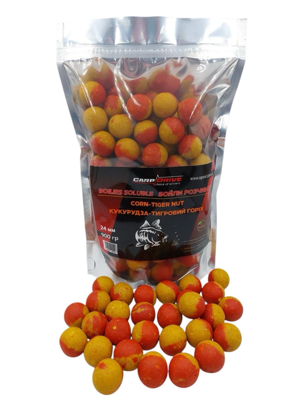 Бойлы растворимые прикормочные Кукуруза - Тигровый орех (Sweet Corn Tiger Nut) 24 мм 900г Carp ...