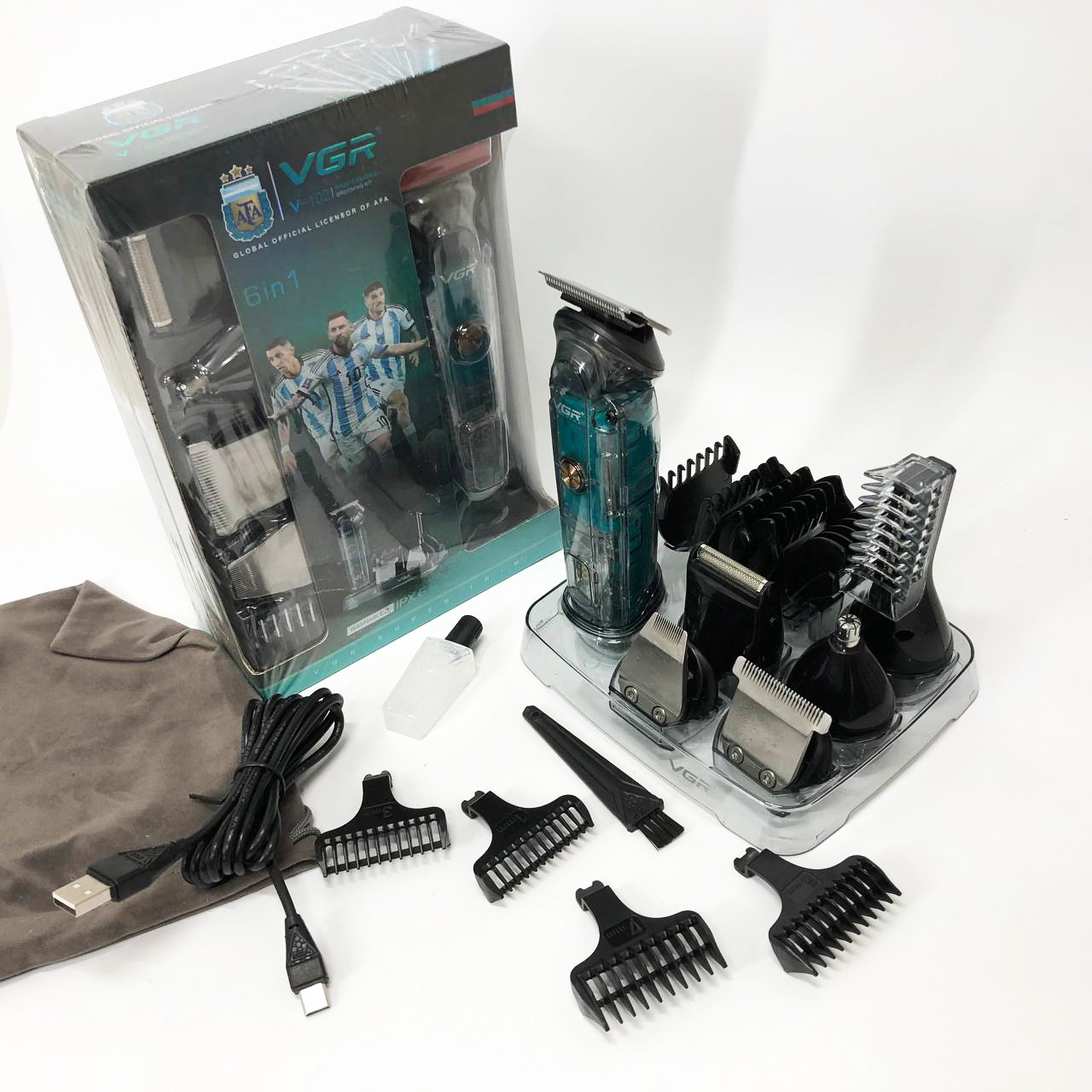 Професійна машинка для стрижки волосся з насадками VGR V-102 5 в 1, Електромашинка RL-831 для ...