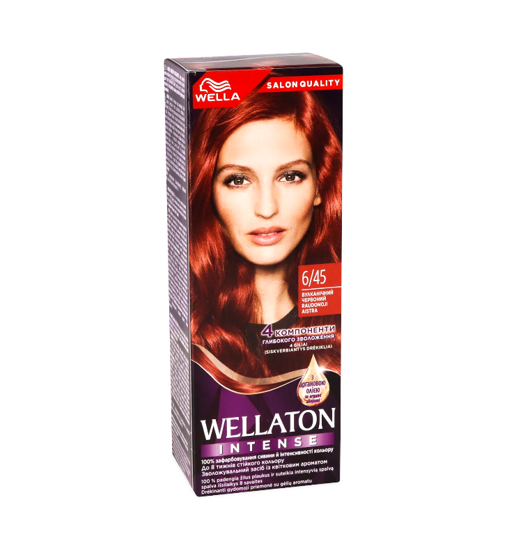 Крем-фарба для волосся Wellaton інтенсивна 6/45 Вулканістично червоний ...
