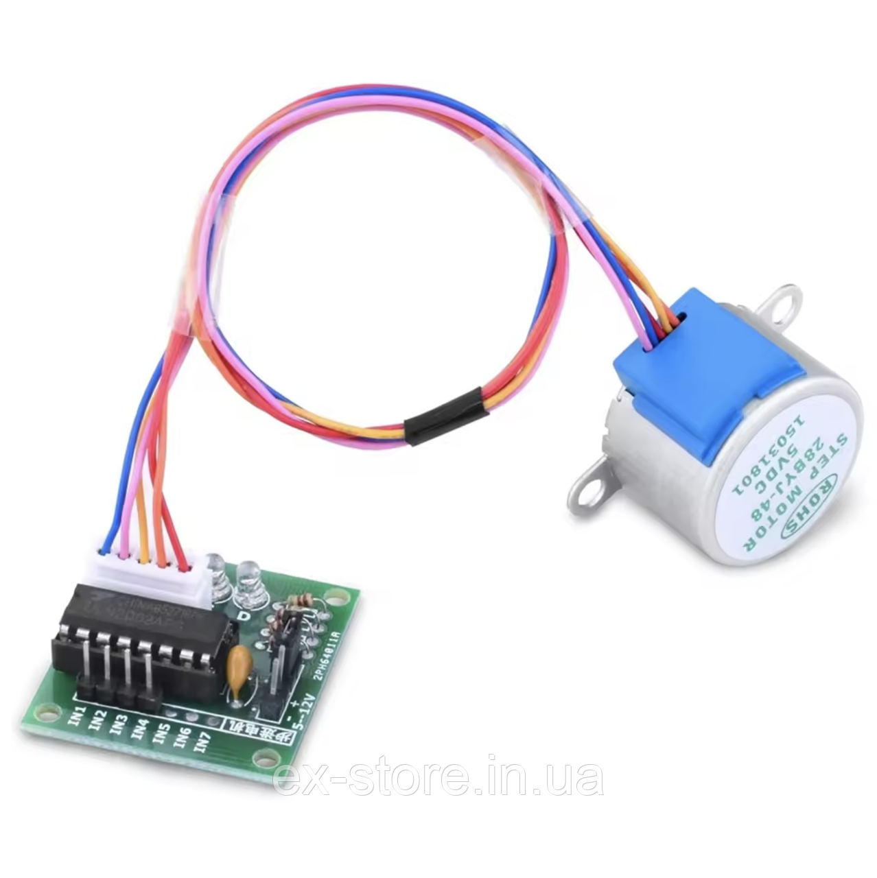 Униполярный 4-фазный шаговый двигатель 28BYJ-48 с редуктором и платой ...