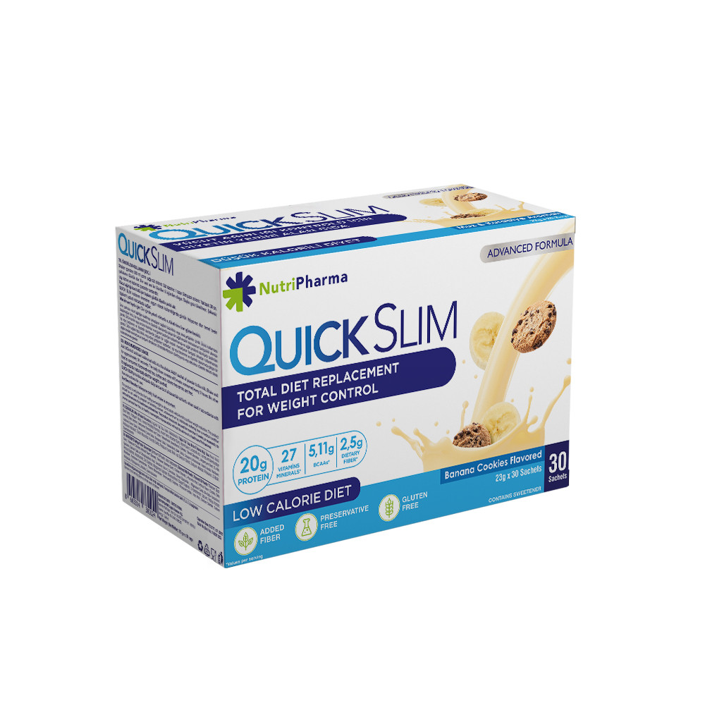 Коктейль Quick Slim "Банан с печеньем", 30 саше по 23 г (ID#2526142666 ...