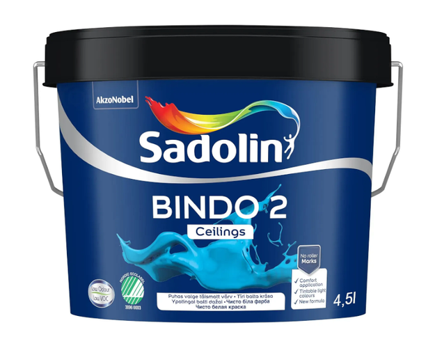 Краска латексная SADOLIN BINDO 2 для потолков ВW-белая 4,5л, цена: 2300 ₴, купить на Prom.ua