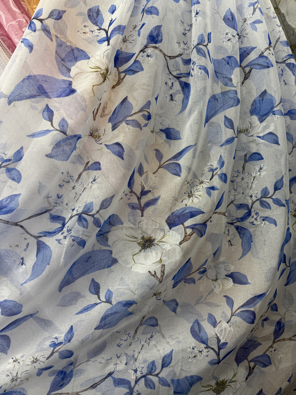 Тюль льон із синіми квітами Lambada купити за найкращою ціною в Хмельницькому від компанії