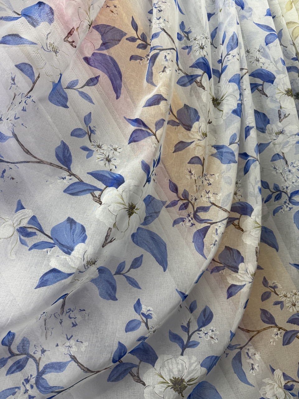 Тюль льон із синіми квітами Lambada купити за найкращою ціною в Хмельницькому від компанії