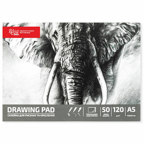 Склейка для рисунка Rosa Studio Слон А5 (14.8х21см) 120 г/м2 50 аркушів ...