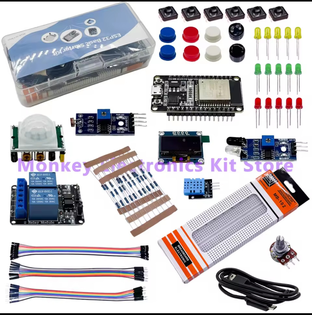 ESP32 WiFi IOT Starter Kit - повний набір для навчання початківців, включає плату ESP-32S (ID ...