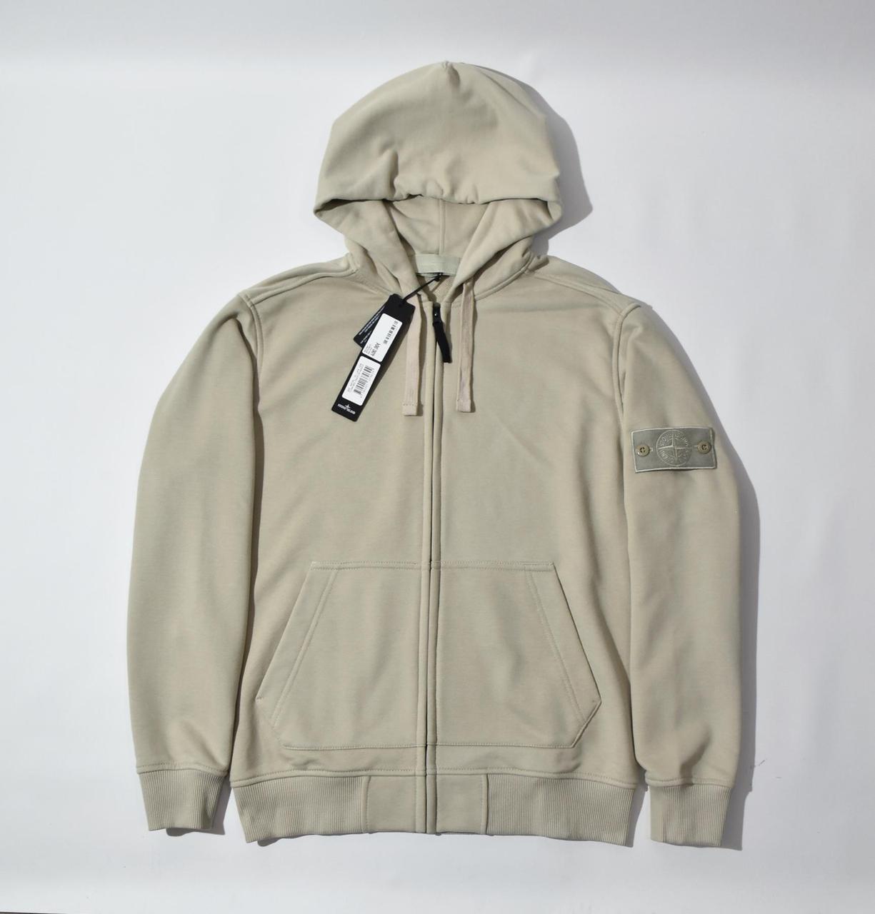 Толстовка кофта зип худи Stone Island з капюшоном Стон Айленд бежевий ...