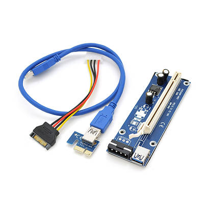 Riser PCI-EX x1-x16 Voltronic 6Pin USB 3.0 0.6 м для подключения ...
