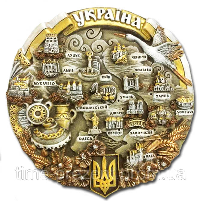 Плакетка Карта України (сепія) полікерамічна 12 см Гранд Презент GP-UK-PT-005-2, ціна: 275 ...