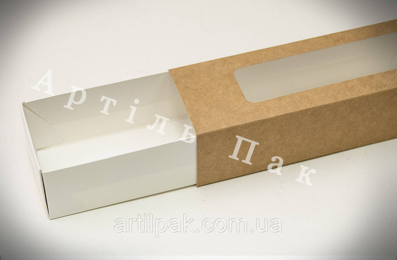 Коробка для макаронс та Hand Made з вікном Крафт 305*62*52 найвищої ...