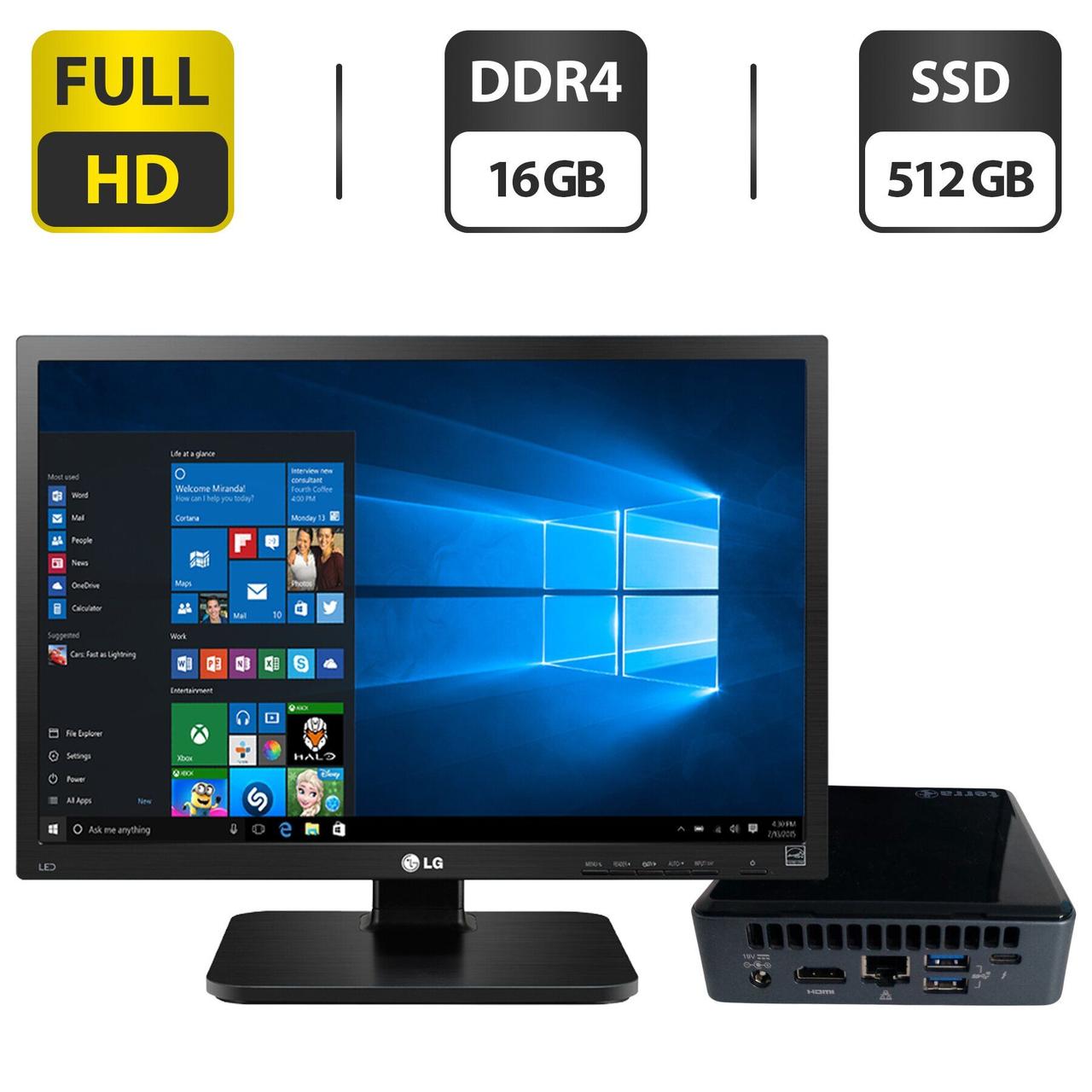 Комплект: Terra PC-Micro USFF/ i3-8109U/ 16GB RAM/ 512GB SSD/ Iris Plus 655+LG 24MB37PM-B 24 ...