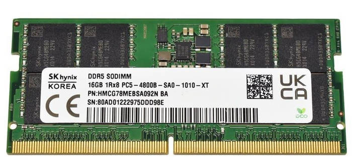 Модуль пам'яті SK Hynix SO-DIMM DDR5 16GB 4800MHz (HMCG78MEBSA092N) Б/в (ID#2538696574), цена ...