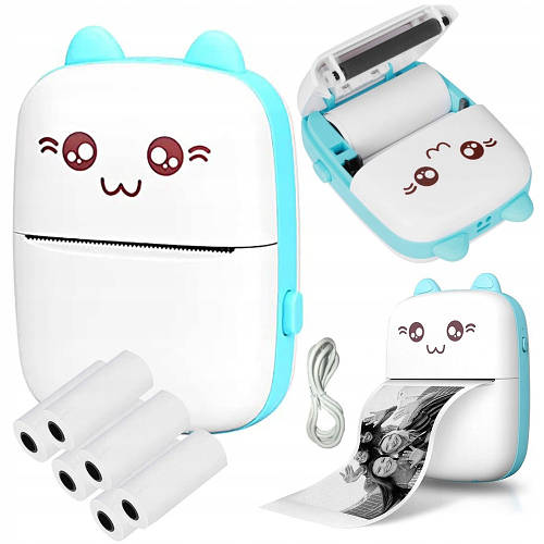 Портативний термопринтер Mini Printer Blue міні принтер для смартфона з ...