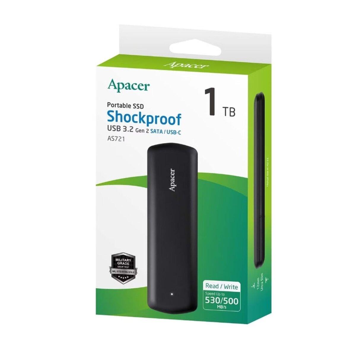 Портативний SSD Apacer AS721 1TB USB 3.2 Gen.2 Type-C Black (ID ...